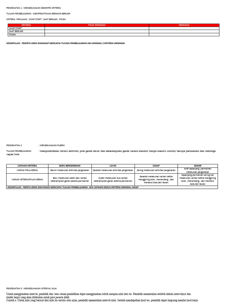 Contoh Asesmen Pjok | PDF