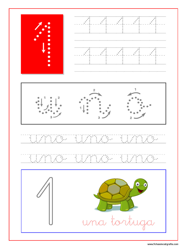 Aprender Escribir Numeros Espanol 1 10 Fichas Caligrafia | PDF