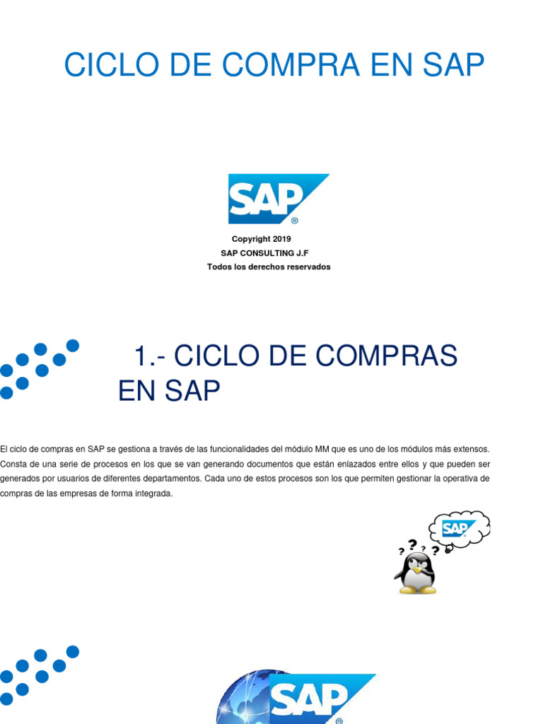 Ciclo de Compra en Sap: Sap Consulting J.F Todos Los Derechos Reservados | PDF | Obtención ...