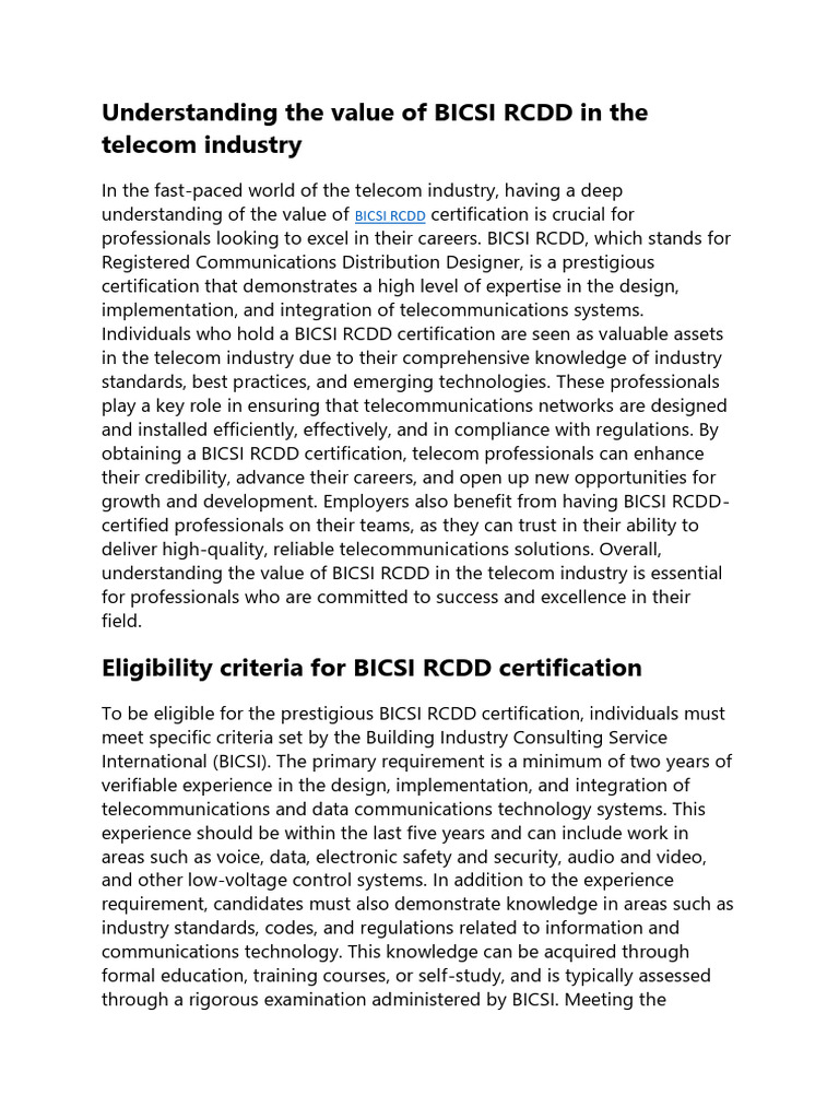 How To Prepare For The BICSI RCDD Exam: Insider Strategies? | PDF ...