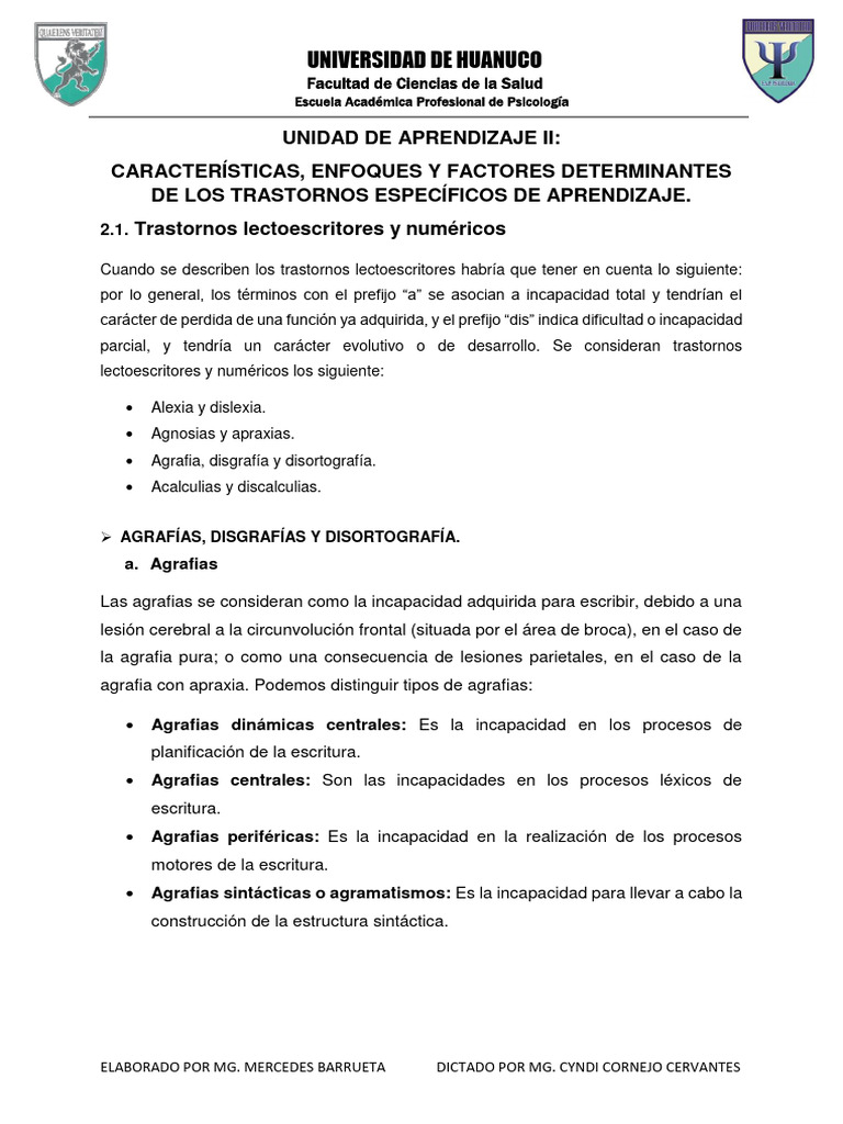 Agrafia y Disgrafía: Características y Tipos | PDF | Sinapsis | Ortografía