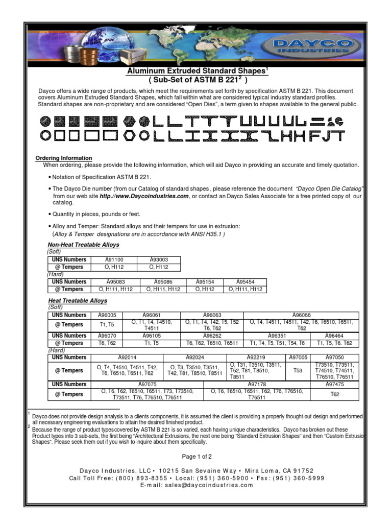 Aluminum Extruded Standard Shapes | PDF | Extrusion | Metal Fabrication