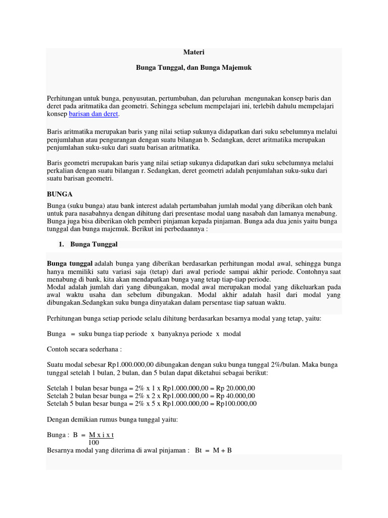 Materi Bunga Tunggal Dan Bunga Majemuk-Dikonversi | PDF | Bisnis | Pengelolaan Keuangan & Uang