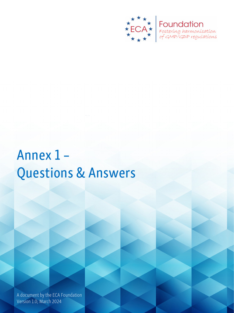 Annex1-Q&As Version1 240411 070843 | PDF | Sterilization (Microbiology) | Total Organic Carbon