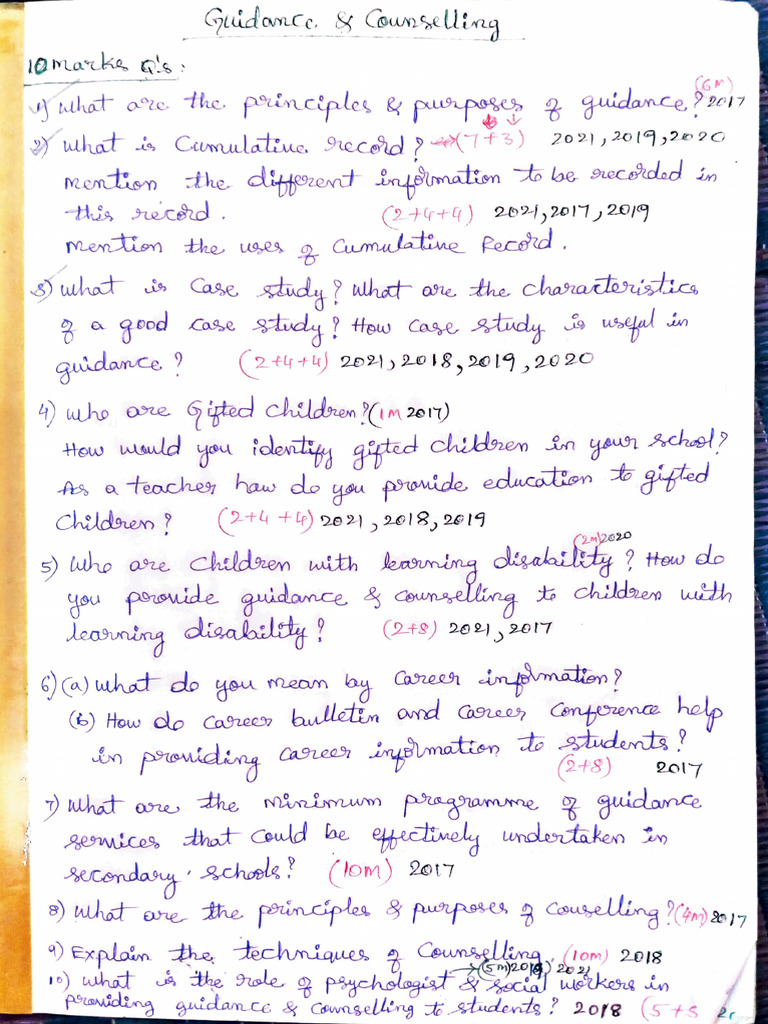 Guidance and Counselling Questions | PDF