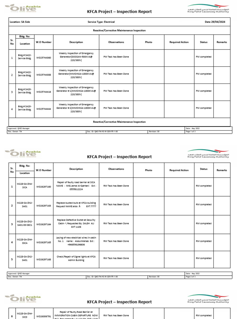 Electrical Inspection Report SA Side 29 April 2024 | Download Free PDF | Manufactured Goods ...