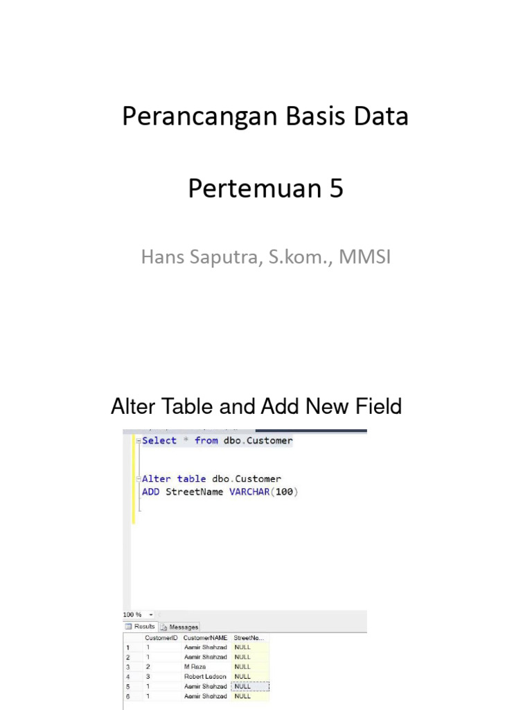 Basis Data - Pertemuan5 | PDF | Microsoft Sql Server | Sql