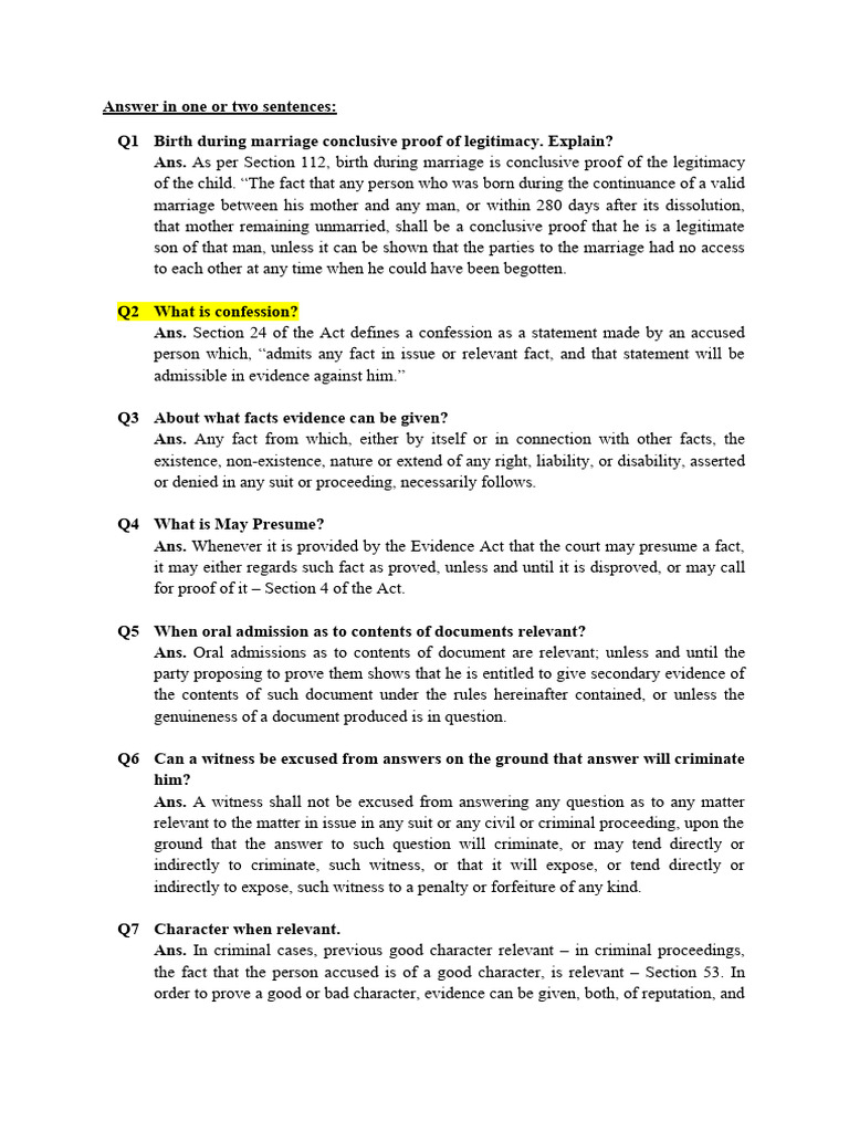 Evidence | PDF | Confession (Law) | Evidence (Law)