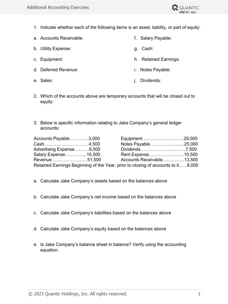 Practice Exercises Additional Accounting | PDF | Inventory | Equity ...