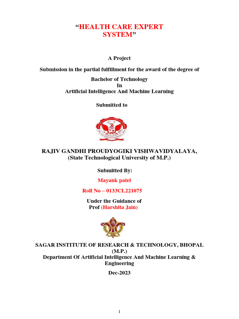 Major-Project Report Format - 7TH SEM | PDF | Health Care | Artificial Intelligence