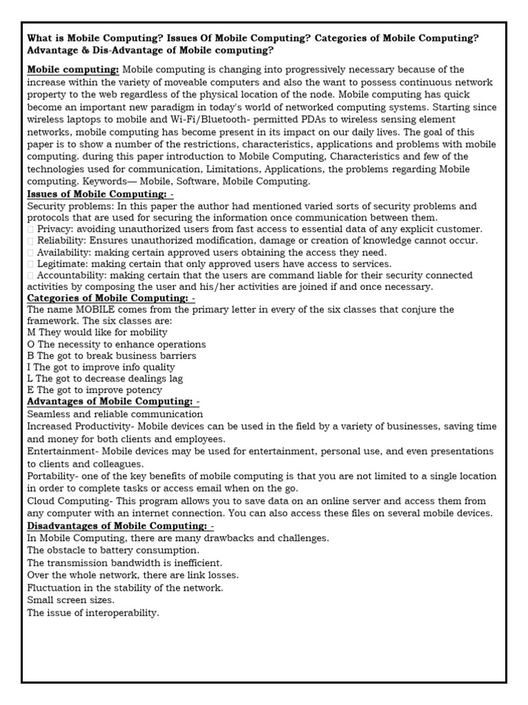 Mobile Computing Important Qusestion | PDF | Ip Address | Computer Network
