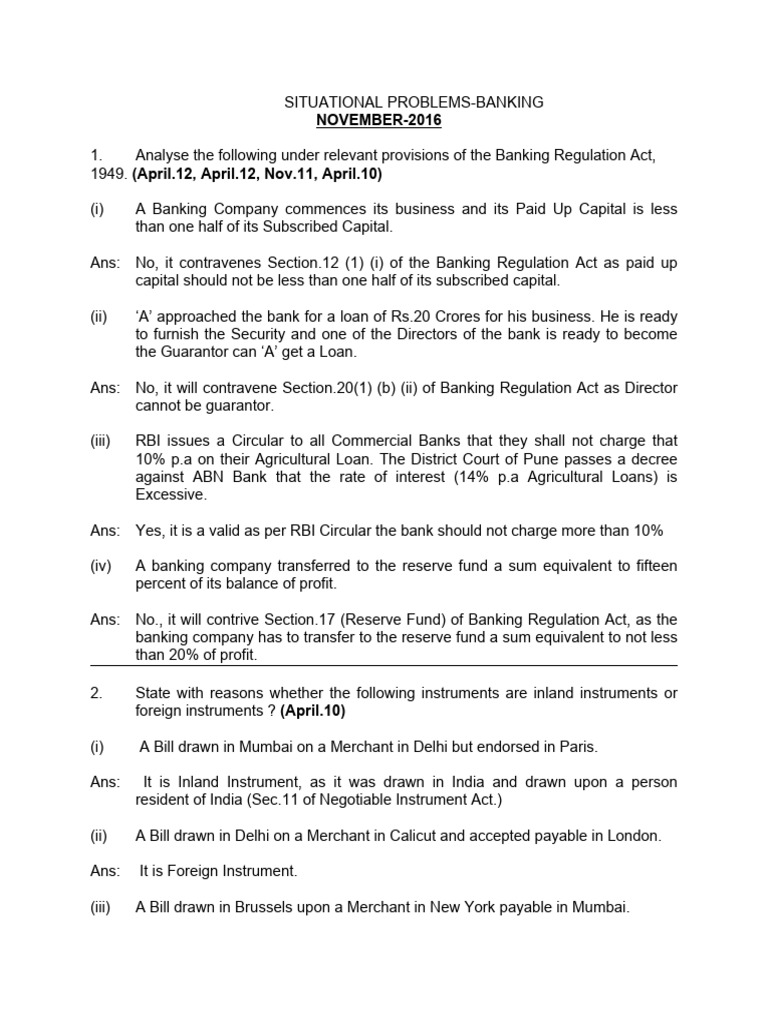 Banking Situational Problem | PDF | Banks | Negotiable Instrument