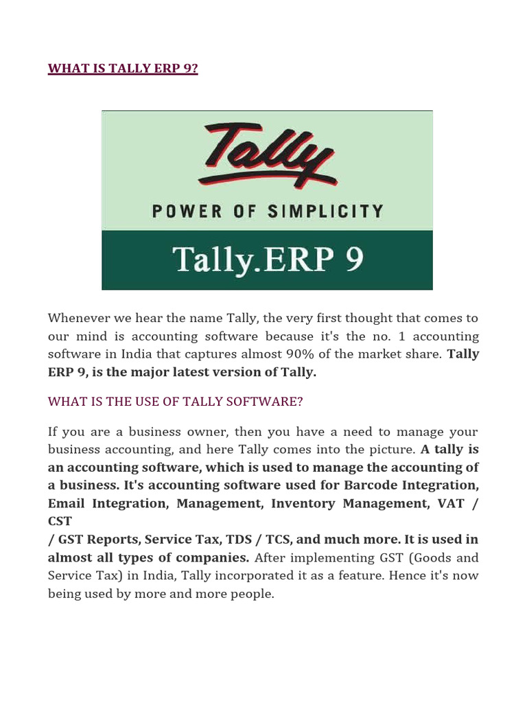 What Is Tally Erp 9 | PDF | Enterprise Resource Planning | Password