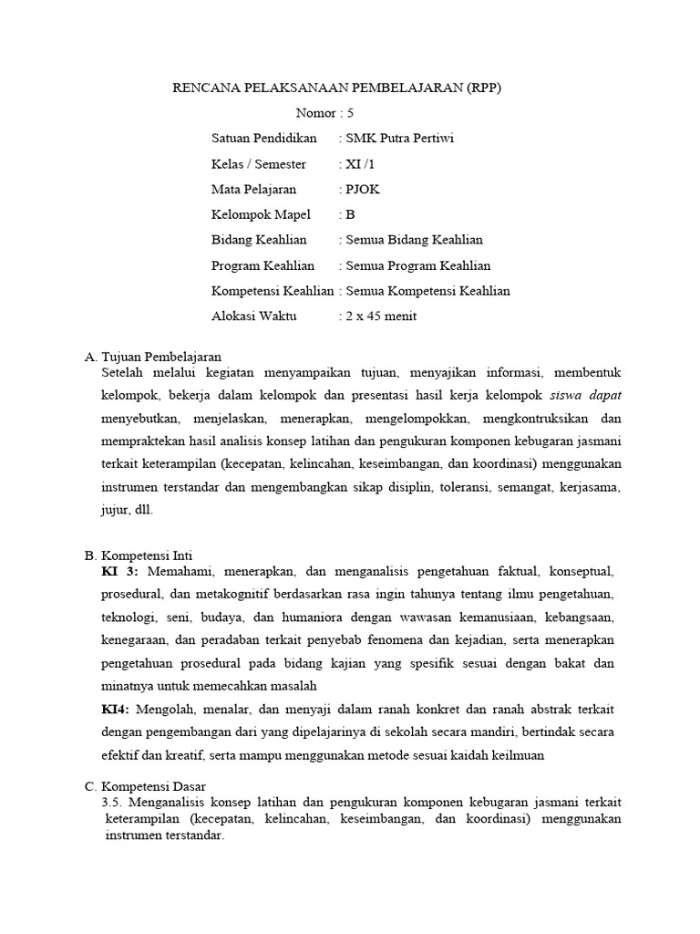 RPP Ke 5 | PDF