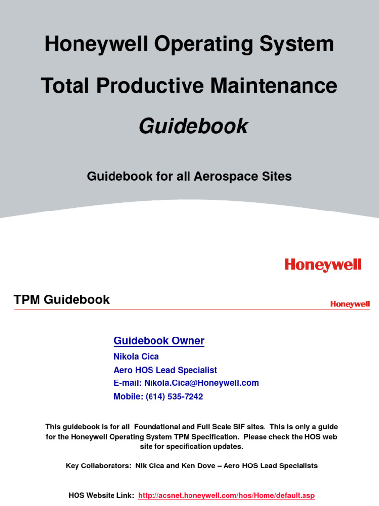 Aero HOS Guidebook - Total Productive Maintenance TPM - 5.31.09 | PDF ...