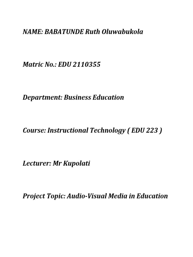 Audio-Visual Media in Education | PDF | Learning | Virtual Reality