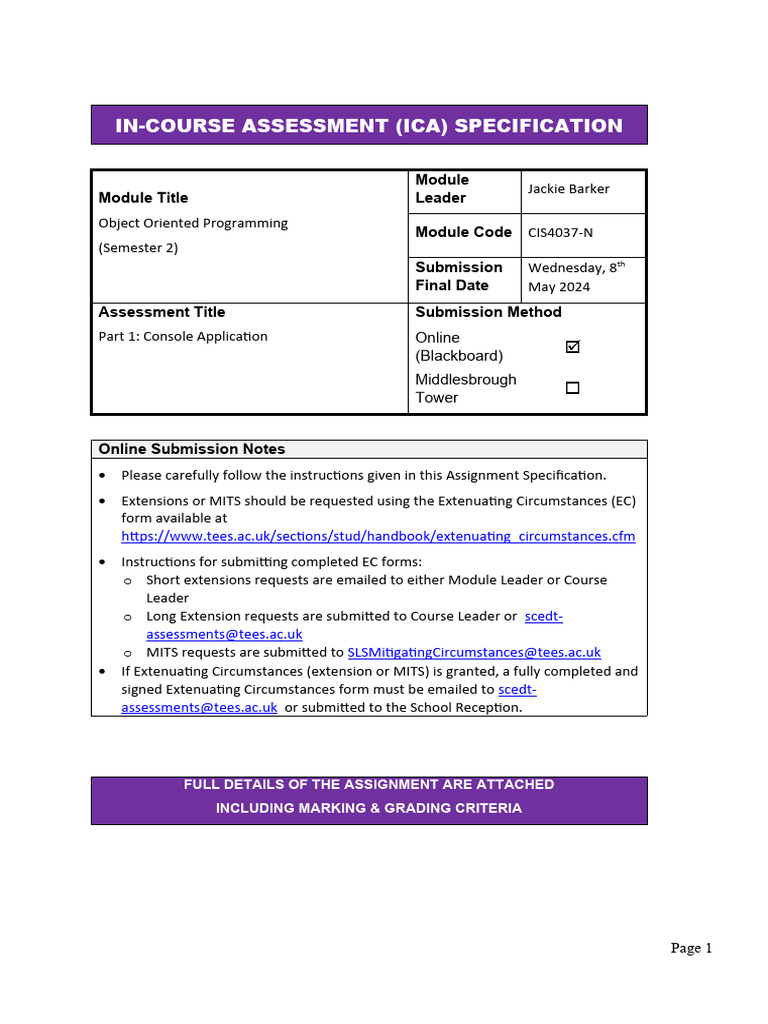 OOP ICA - Part1 Semester2 2023 24 | PDF | Method (Computer Programming) | Object Oriented ...
