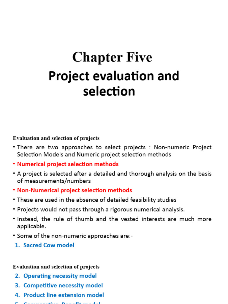 Ch-5 Evaluation and Selection | PDF | Net Present Value | Discounted ...