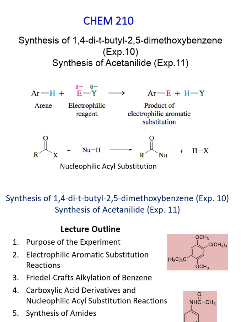 210 - 1,4-Di-T-Butyl-2,5-Dimethoxy Benzene and Acetanilide - Sp. 2023 | Download Free PDF ...