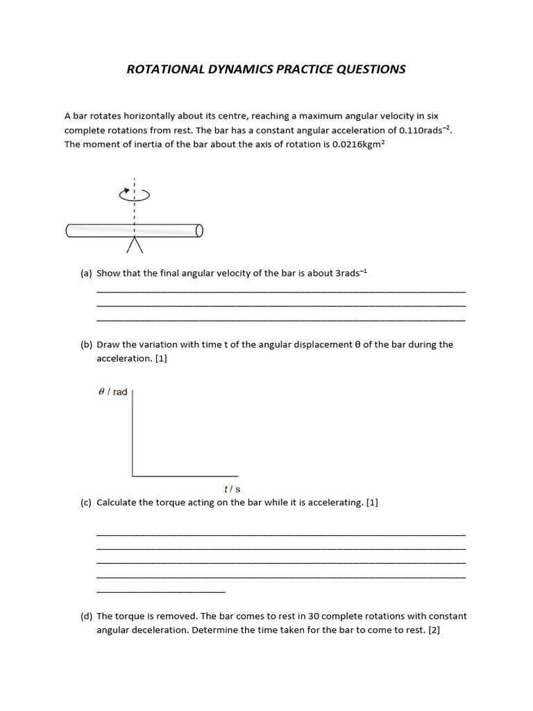 Rotational Dynamics PRACTICE | Download Free PDF | Rotation Around A Fixed Axis | Torque
