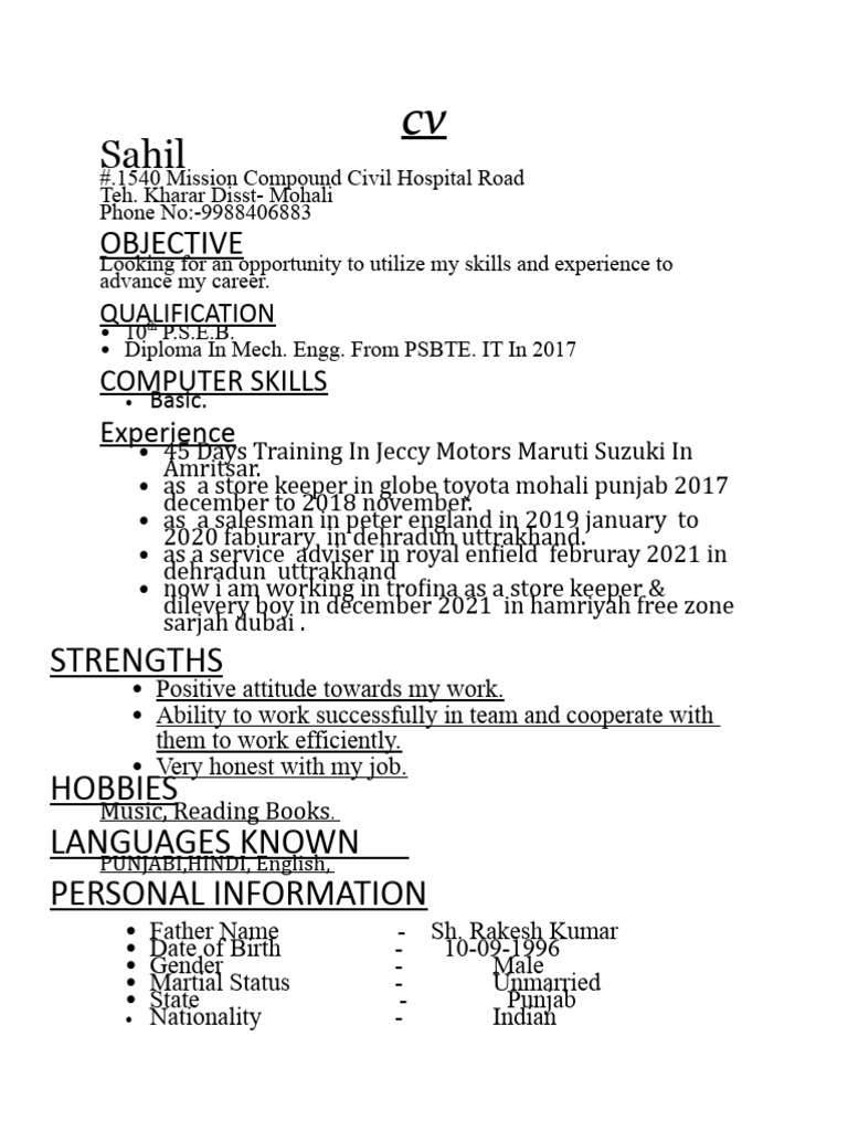 Resume Sahil | PDF