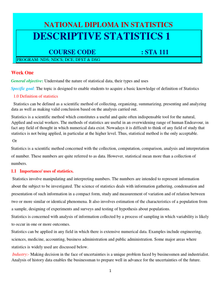 Sta 111 - NDS, DCS, Dce, DFST, DSG | PDF | Level Of Measurement | Pie Chart