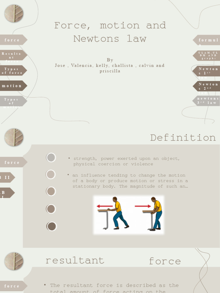 Physics Presentation Force - Motion - Newtons Law | PDF | Force ...