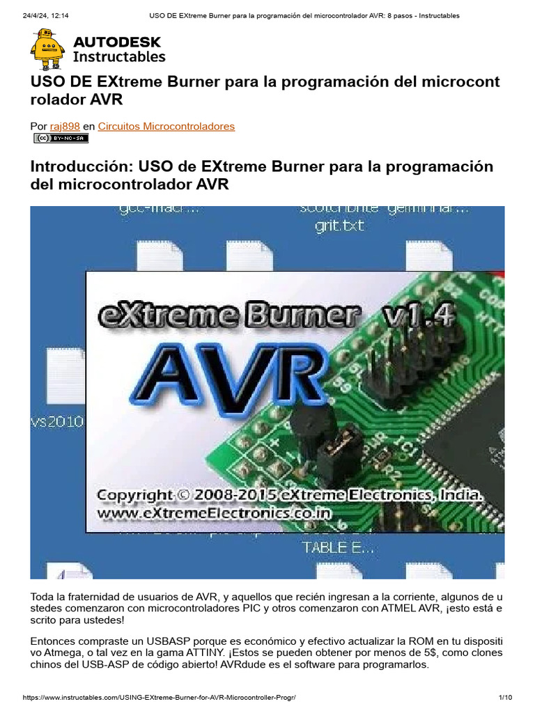 USO DE EXtreme Burner para la programación del microcontrolador AVR_ 8 pasos - Instructables ...
