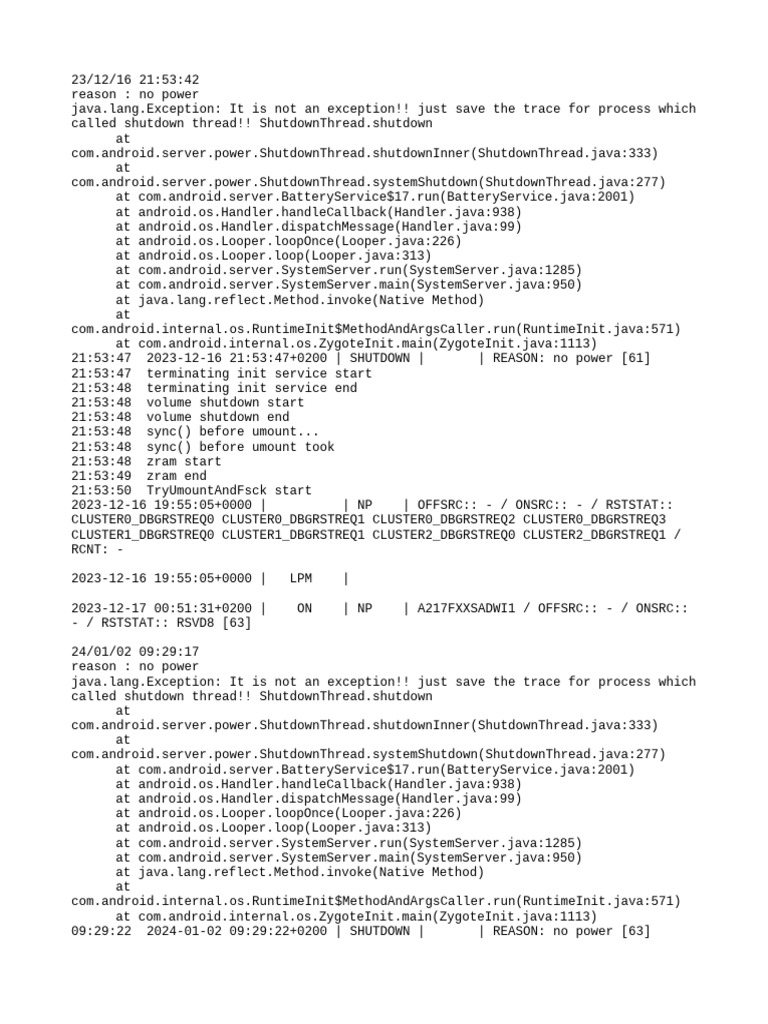 Power Off Reset Reason | PDF | Java (Programming Language) | Software Industry