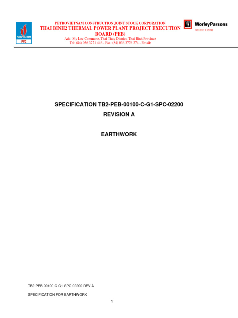 TB2-PEB-00100-C-G1-SPC-2200.Rev A - EARTHWORK | PDF | Concrete | Earth Sciences