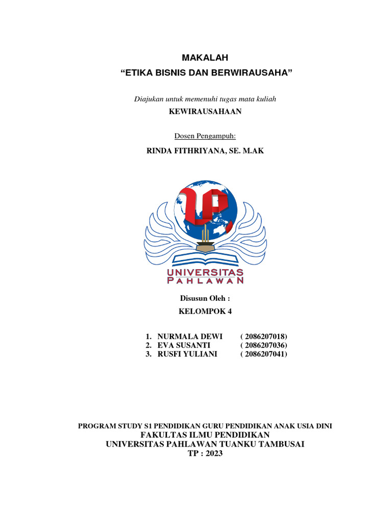 Makalah Etika Bisnis Dan Kewirausahaan | PDF | Bisnis