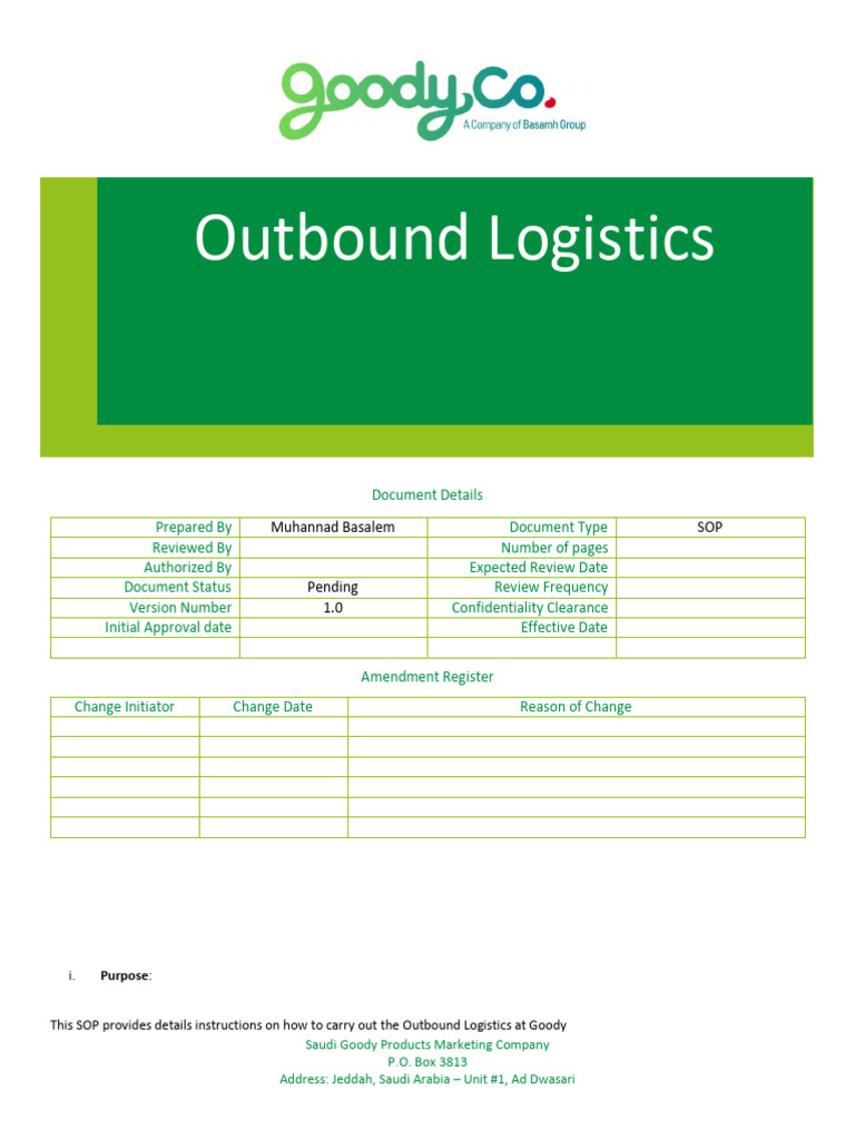 Outbound Logistics SOP Guide | PDF | Logistics | Invoice
