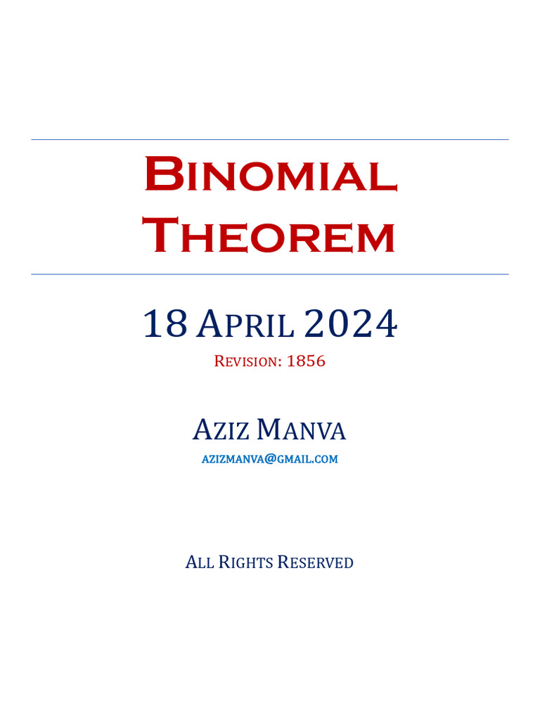 S06 Binomial Theorem | PDF | Discrete Mathematics | Mathematics