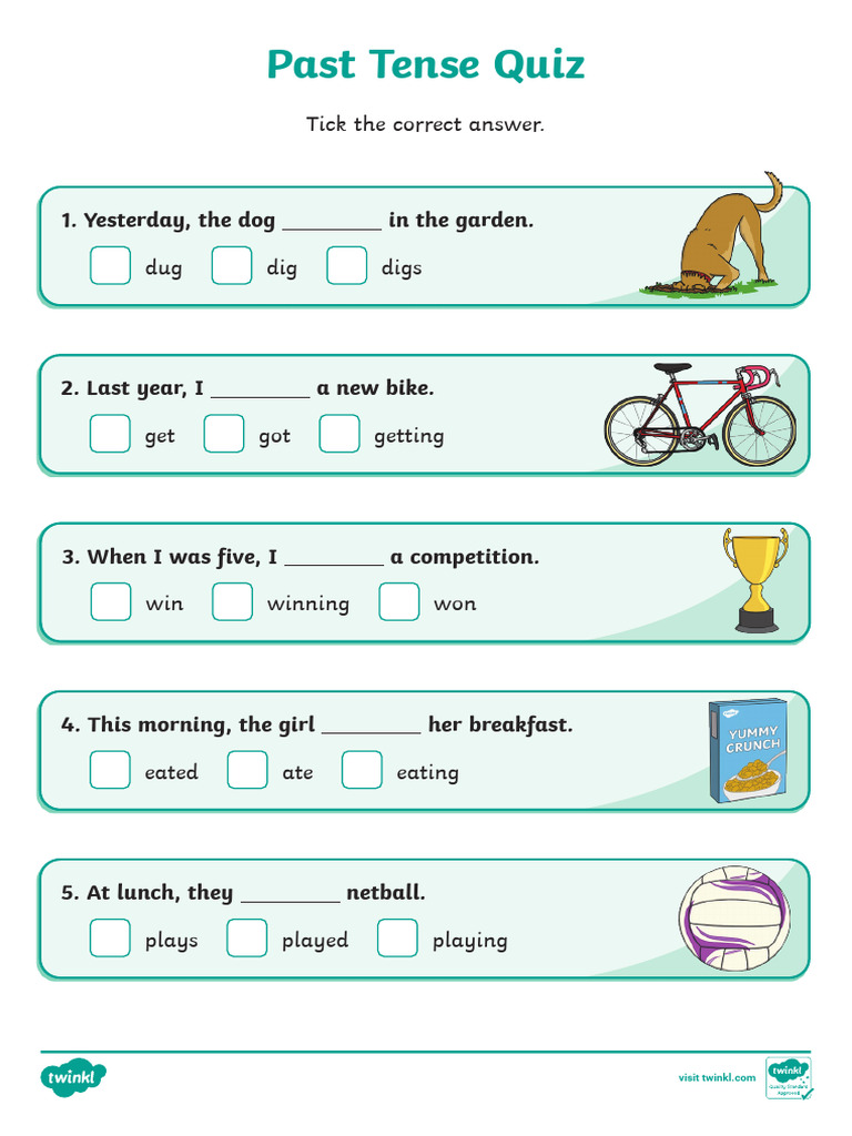 T TP 1668418606 Past Tense Quiz Ver 6 | PDF