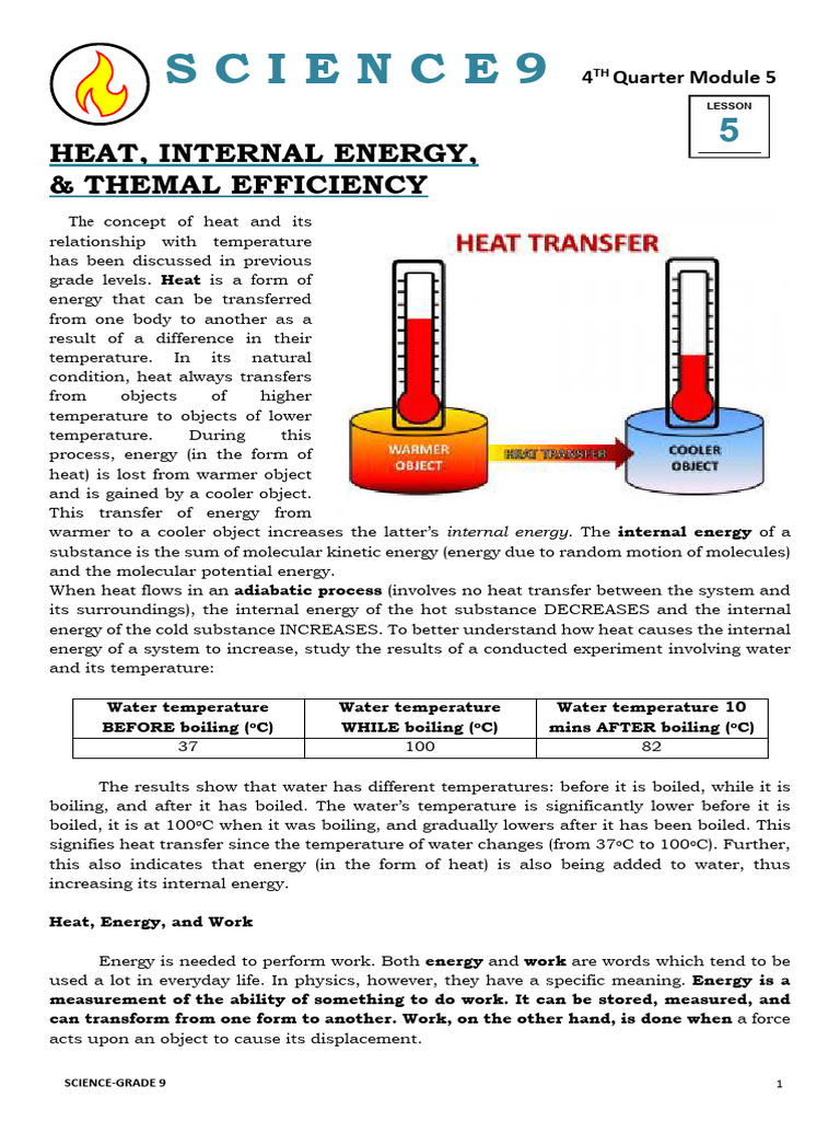 Heat, Internal Energy, & Efficiency | PDF | Heat | Temperature