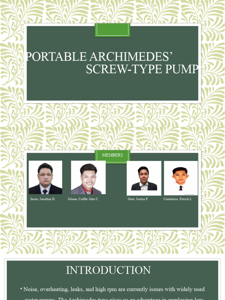 Portable Archimedes Screw Type Pump | PDF | Pump | Machines