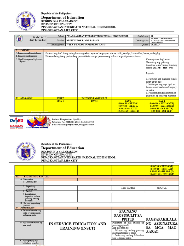 DLL Week 1 3RD Quarter | PDF DLL Week 1 3RD Quarter | PDF