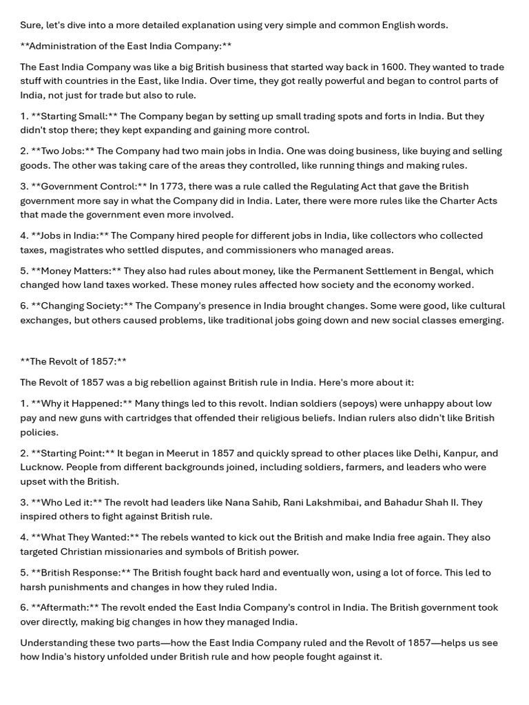 History 1st Module | PDF | Indian Rebellion Of 1857 | British Raj