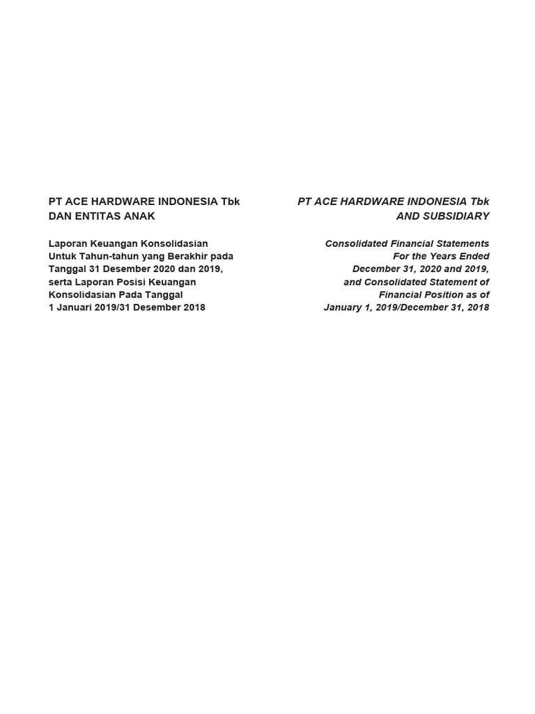 PT Ace Hardware Indonesia TBK 2020 - GA | PDF