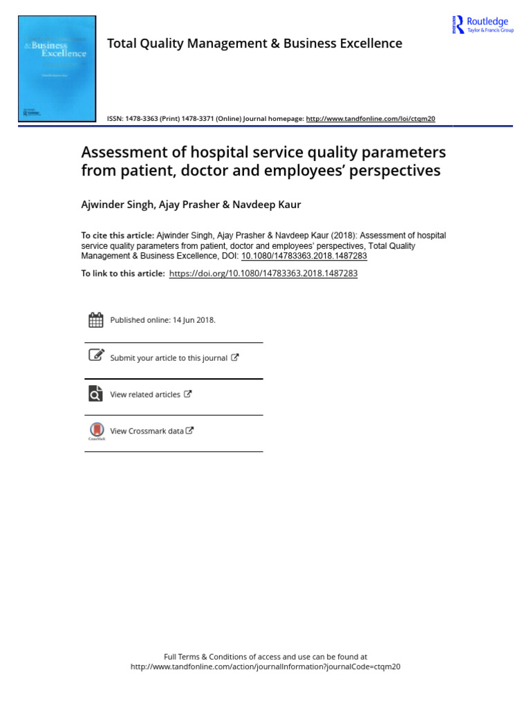 Assessment of Hospital Service Quality Parameters | PDF | Health Care