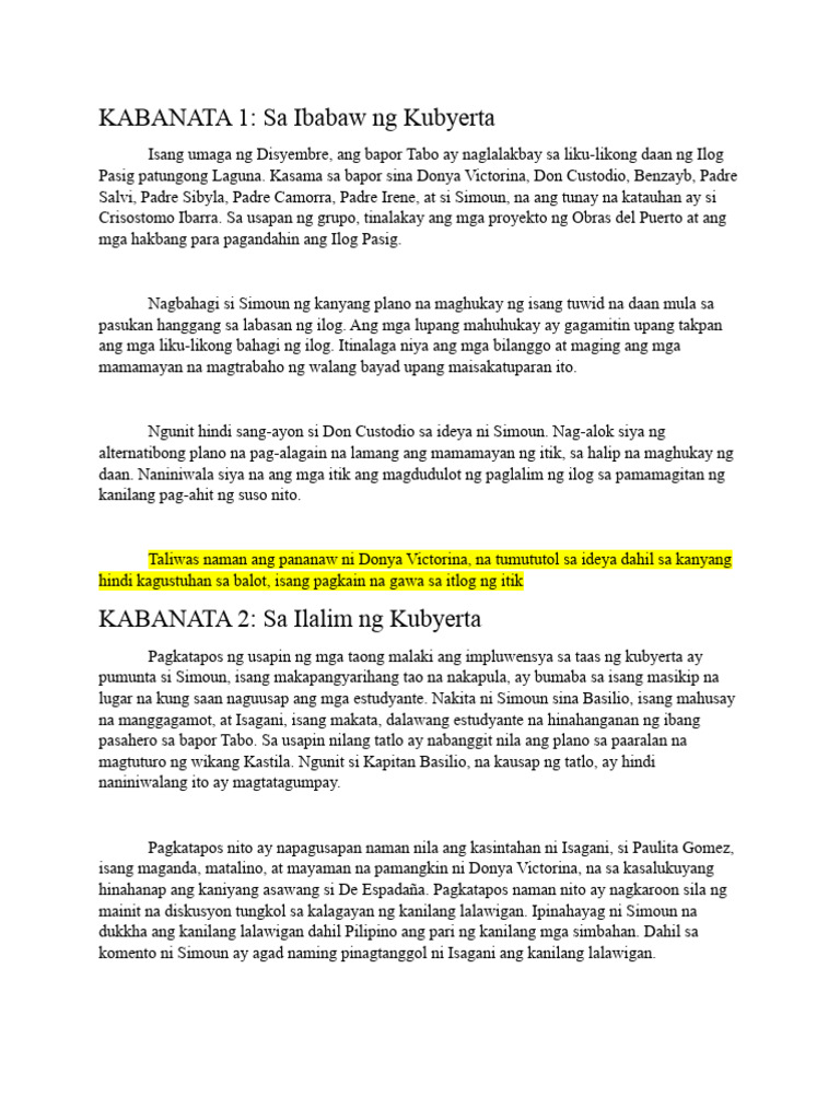 Buod NG Mga Kabanata | PDF