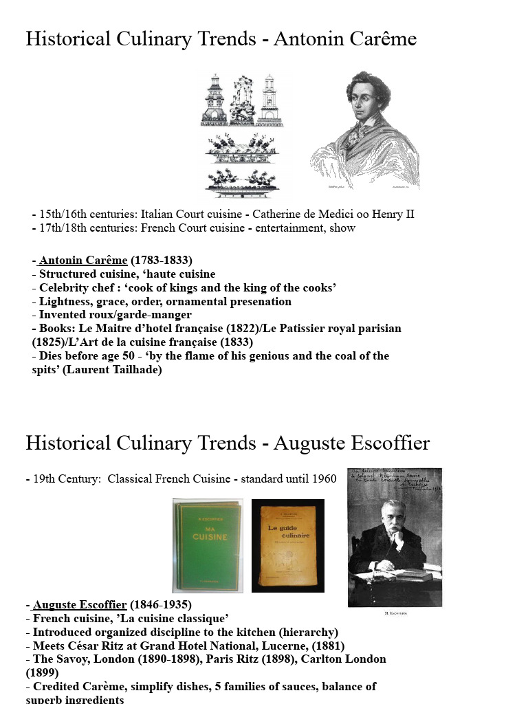 Evolution of Culinary Masters Through History | PDF | French Cuisine ...