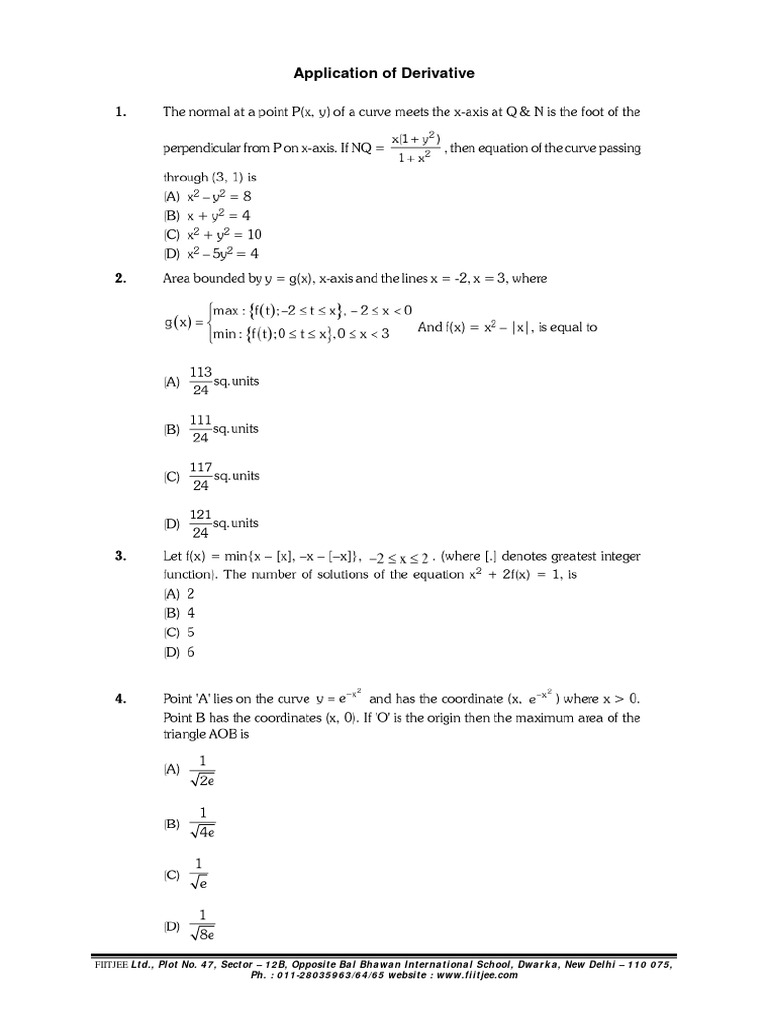 Application of Derivative | PDF | New Delhi