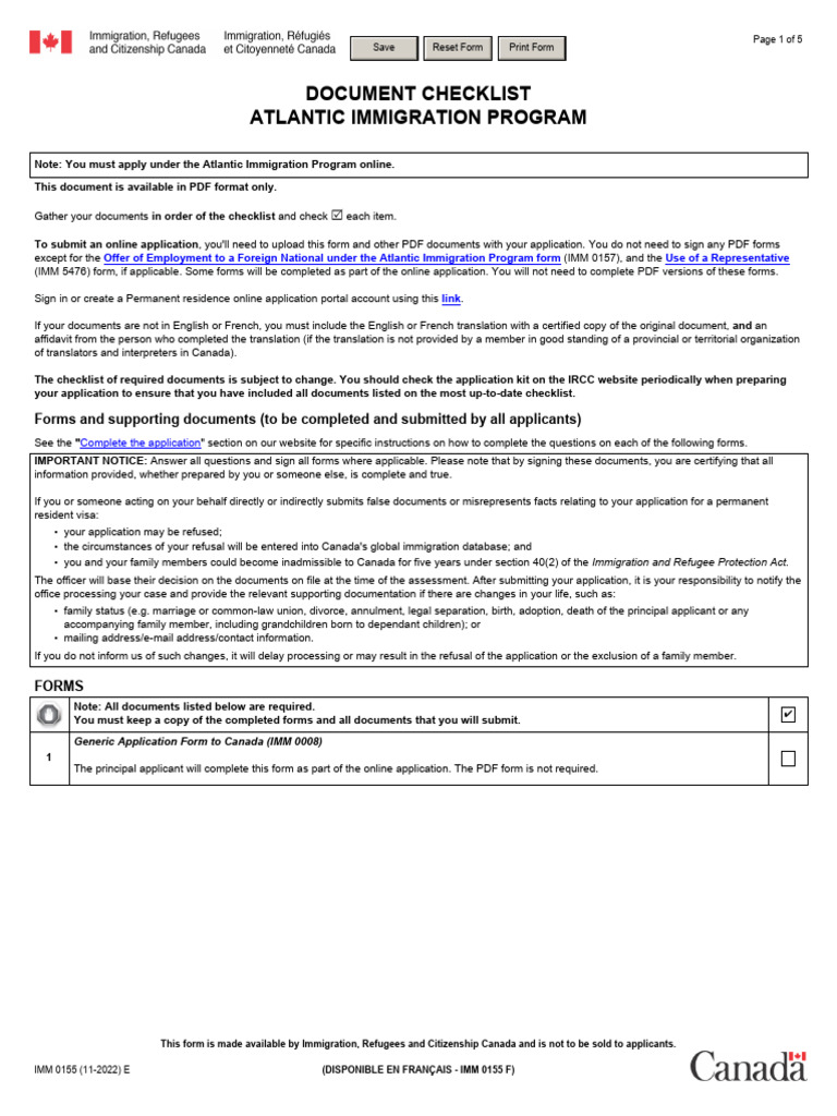 Atlantic Immigration Program Document Checklist | PDF | Marriage ...
