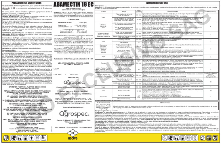 Abamectin 18 Ec 02-05-2022 | PDF