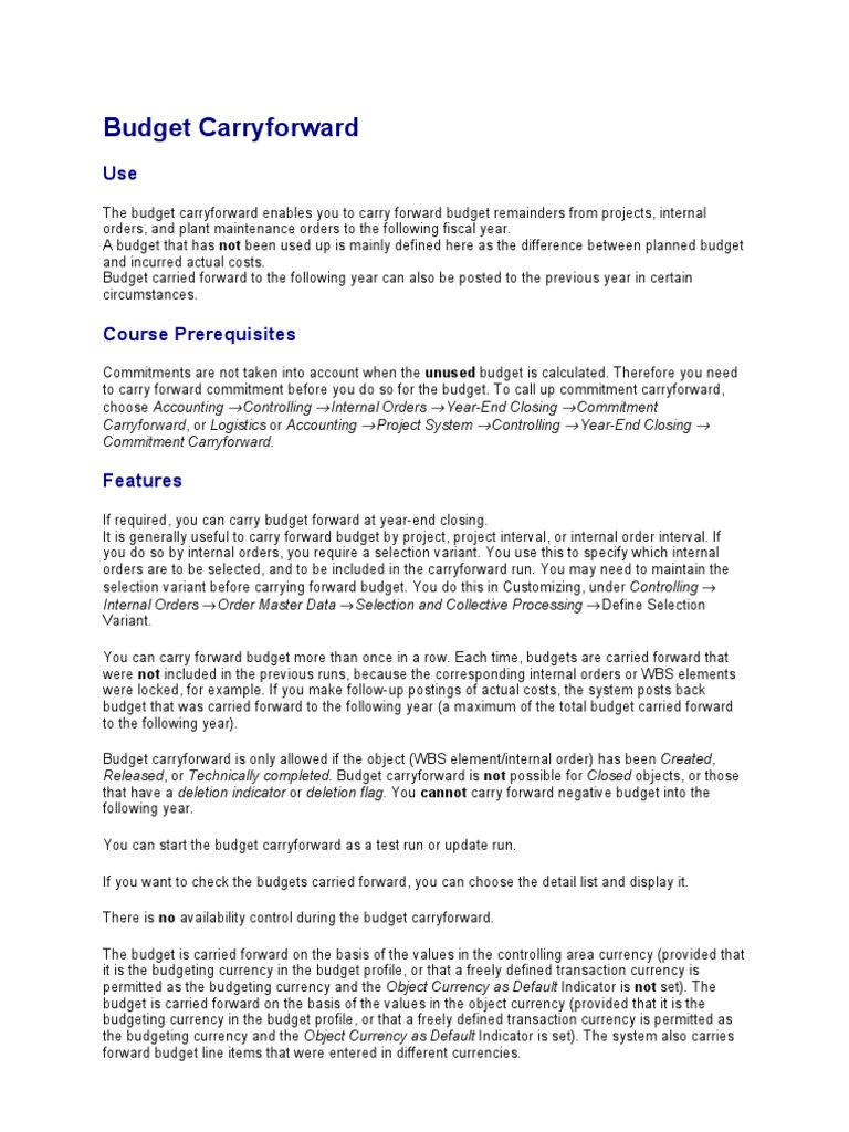 SAP Budget Carryforward Process | PDF | Budget | Computing