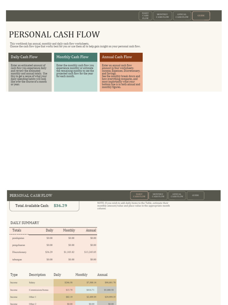 Personal Cash Flow Statement Template | PDF | Expense | Insurance