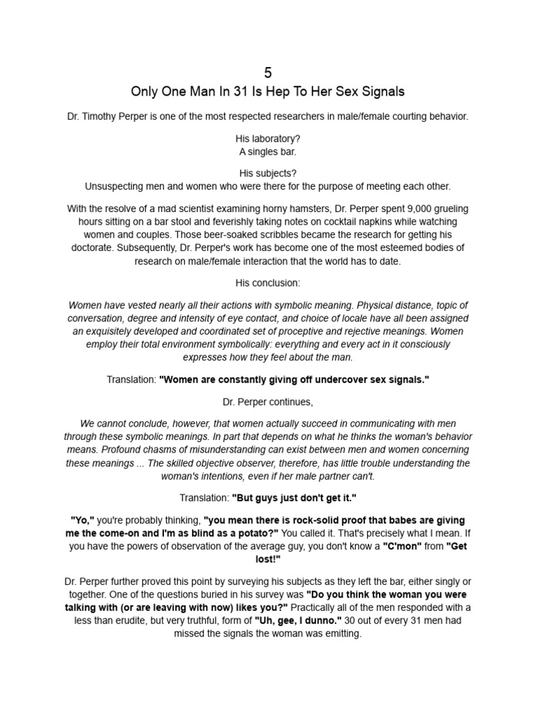 Undercover Sex Signals 6 Pdf Communication Behavioural Sciences