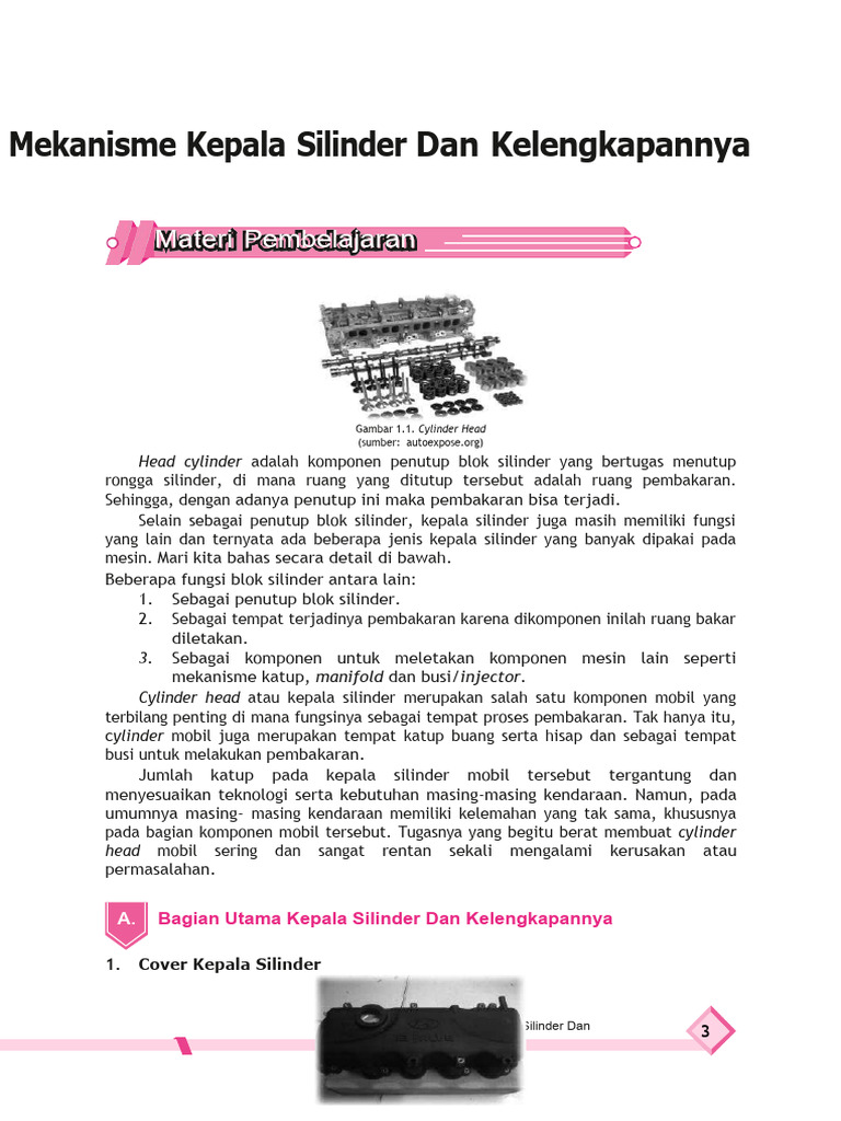 Mekanisme Kepala Silinder Dan Kelengkapannya | PDF