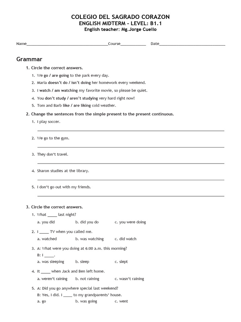 English Exam B1.1 (1) Jorge | PDF